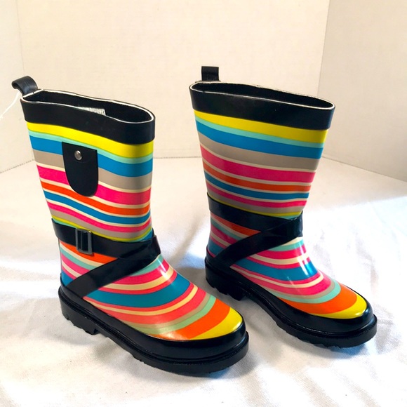 Circo | Shoes | Circo Multi Colored Stripes Pull On Rubber Rain Boots ...